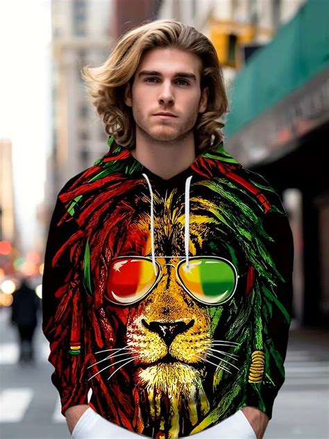 Lion 3d Print Hoodies Men Graphic Hoodie Comfy Loose Trendy Temu