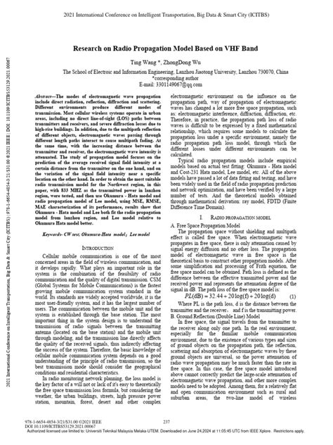 Research On Radio Propagation Model Based On Vhf Band Pdf Information And Communications
