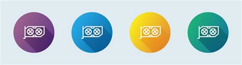 Graphic Card Line Icon In Flat Design Style Processor Signs