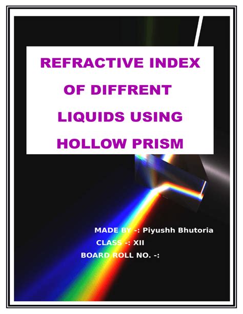Refractive Index Of Liquids Using Hollow Prism Project