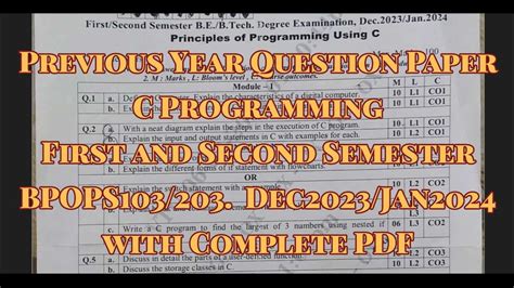 C Programming Pyq Dec23jan2024 Vtu Syllabus 22 Scheam All Streams