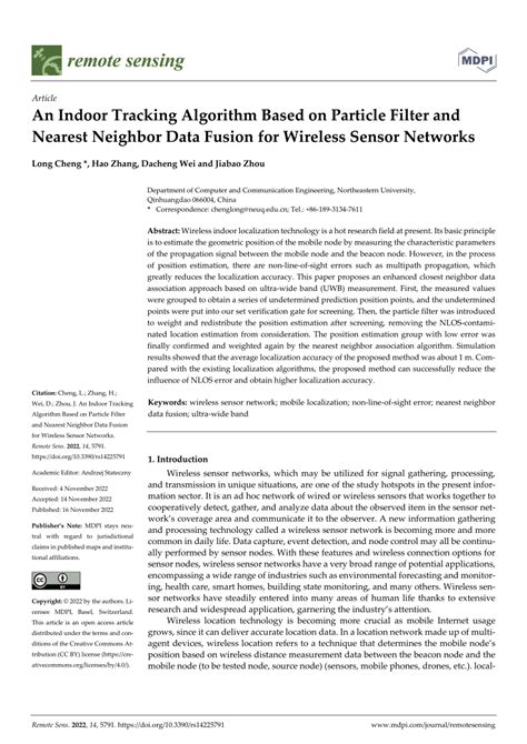 pdf an indoor tracking algorithm based on particle filter and nearest neighbor data fusion for