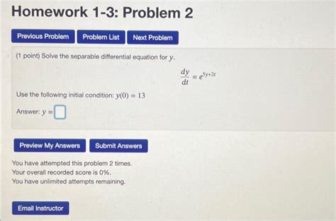 Solved Homework Problem Previous Problem Problem List Chegg Com