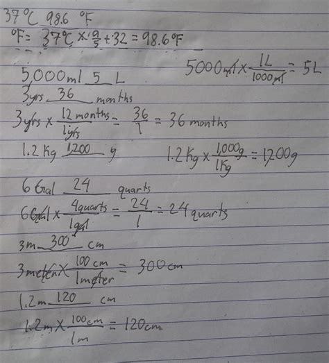 P T M R A E U 37 °c To °f 5000 Ml To L 3 Yrs To Mos 1 2 Kg To G 6gal To