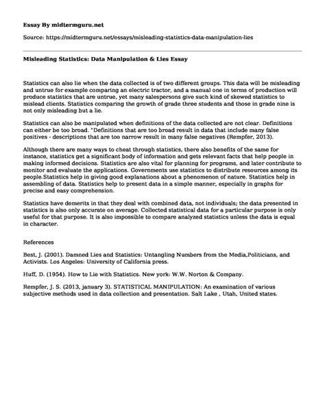📌 Misleading Statistics Data Manipulation And Lies Free Essay Term