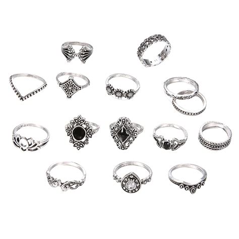Fasijew Non Allergenic Statement Ring Elegant Anemone Ring 15 Piece