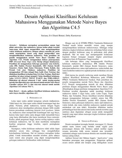 Desain Aplikasi Klasifikasi Kelulusan Mahasiswa Menggunakan Metode Naive Bayes Dan Algoritma C