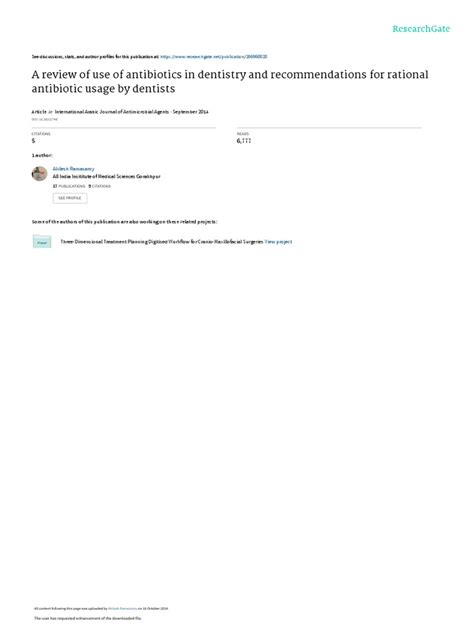 Role Of Antibotics Pdf Infection Dentistry