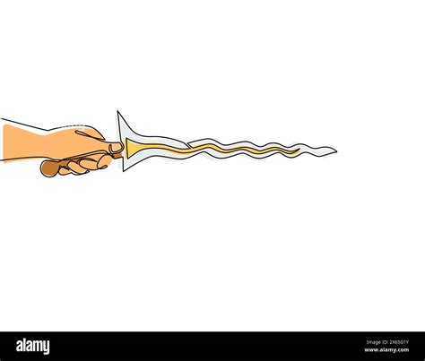 Single Continuous Line Drawing Hand Holding Keris Traditional Weapon From Indonesia Javanese