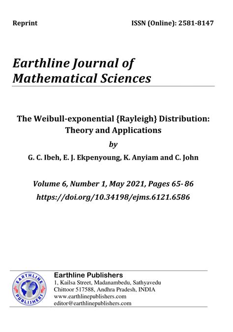 Pdf The Weibull Exponential Rayleigh Distribution Theory And