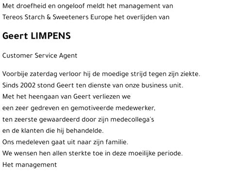 Avis De Décès De Geert Limpens Décédé Le 24102015 à Aalst Annonce