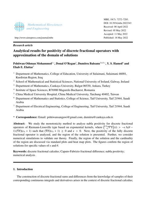 Pdf Analytical Results For Positivity Of Discrete Fractional