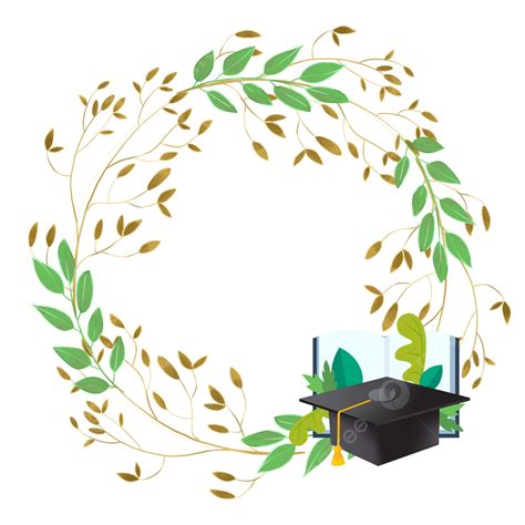 졸업 테두리 일러스트 모자 녹색 잎 장식 졸업 테두리 졸업모자 졸업모자 눈금 Png 일러스트 및 Psd 이미지 무료