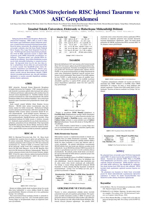 Pdf Farklı Cmos Süreçlerinde Risc İ¸slemci Tasarımı Ve Asic
