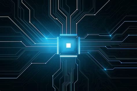 creative glowing chip circuit hologram background
