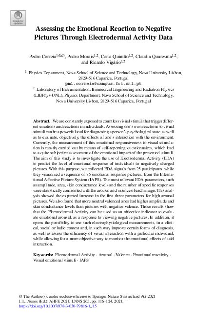 Pdf Assessing The Emotional Reaction To Negative Pictures Through Electrodermal Activity Data