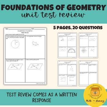 Foundations Of Geometry Unit 1 Test Review And Test Geometry Basics