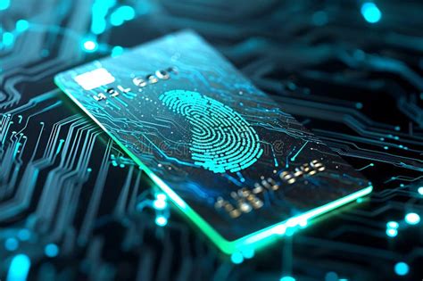 Futuristic Fingerprint Circuit Board Glowing Integrated Technology