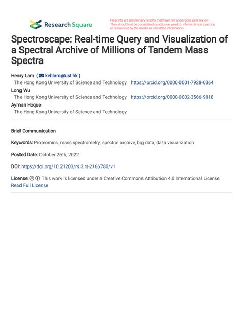 Pdf Spectroscape Real Time Query And Visualization Of A Spectral Archive Of Millions Of