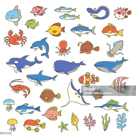 예쁜 물고기의 일러스트레이션 컬렉션 건축물에 대한 스톡 벡터 아트 및 기타 이미지 건축물 경외감 계절 Istock