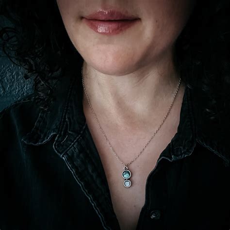 Simple Earth And Moon Natural Stones Pendant Necklace Yugen Handmade