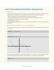 Lab Calculating Derivatives Assignment Pdf Lab Calculating Derivatives Assignment