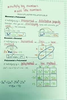 Adding Subtracting And Multiplying Polynomials Notes INB FOIL And Box Method
