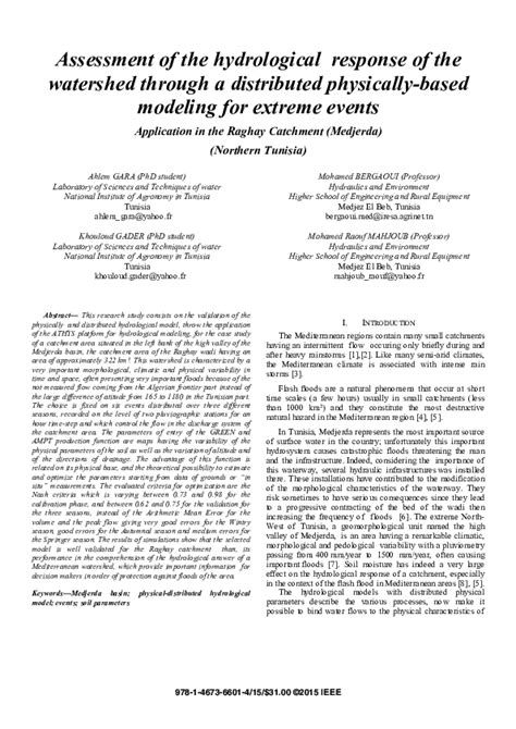 Pdf Assessment Of The Hydrological Response Of The Watershed Through A Distributed Physically
