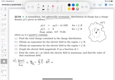 Solved 22 58 A Nonuniform But Spherically Symmetric