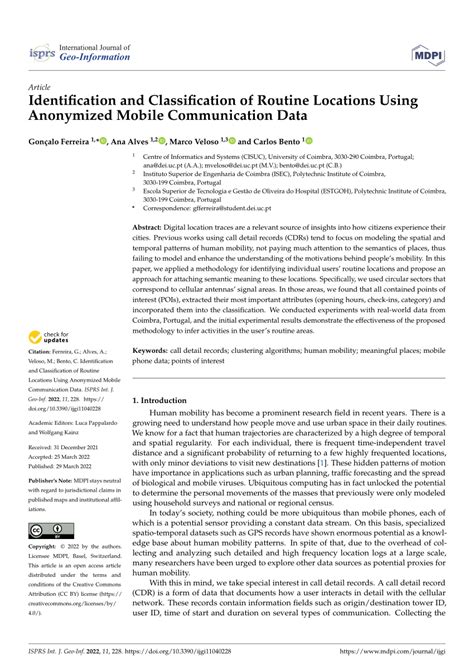 Pdf Identification And Classification Of Routine Locations Using