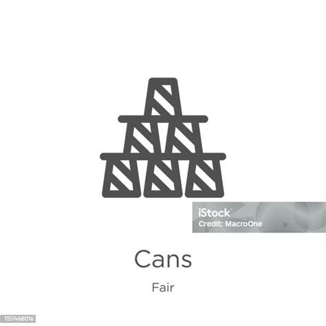 공정한 컬렉션에서 캔 아이콘 벡터 얇은 라인 캔 개요 아이콘 벡터 일러스트 레이 션 웹 사이트 디자인 및 모바일 앱 개발을 위한 윤곽 얇은 라인 캔 아이콘 0명에 대한 스톡