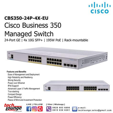 CISCO BUSINESS CBS MANAGED SWITCH Port GE Port G SFP W PoE Budget Rack