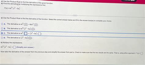Solved A ﻿use The Product Rule To Find The Derivative Of