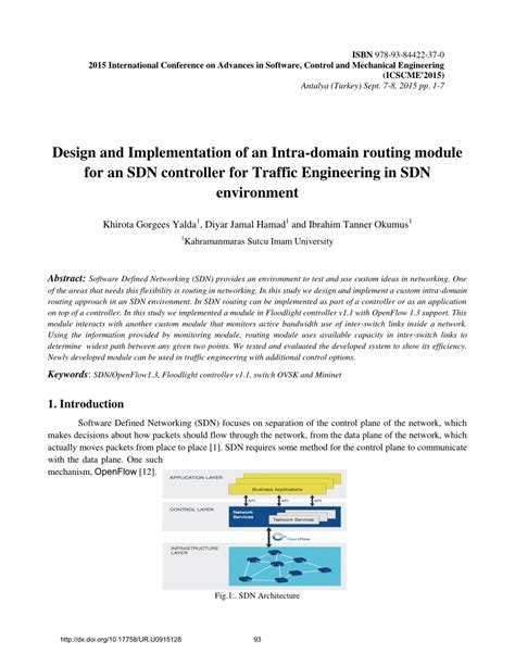 Pdf Design And Implementation Of An Intra Domain Routing Module For An Sdn Controller For