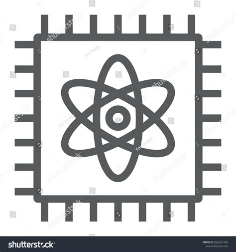 Quantum Computing Line Icon Technology Processor Stock Vector Royalty Free