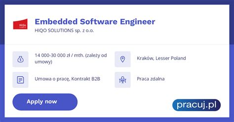 Oferta Pracy Embedded Software Engineer Hiqo Solutions Sp Z Oo Kraków
