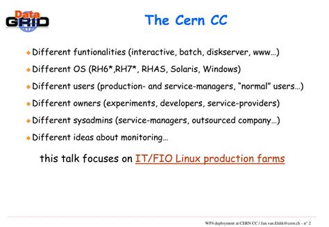 Ppt Deployment Work At Cern Monitoring Task Powerpoint Presentation Id 5135045