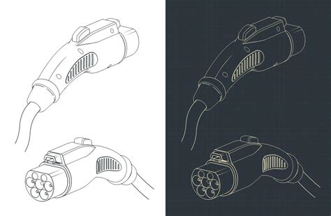EV Charger AC Connector Blueprints 47105243 Vector Art At Vecteezy
