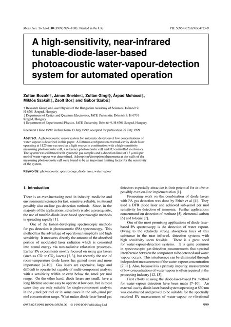 Pdf A High Sensitivity Near Infrared Tunable Diode Laser Based