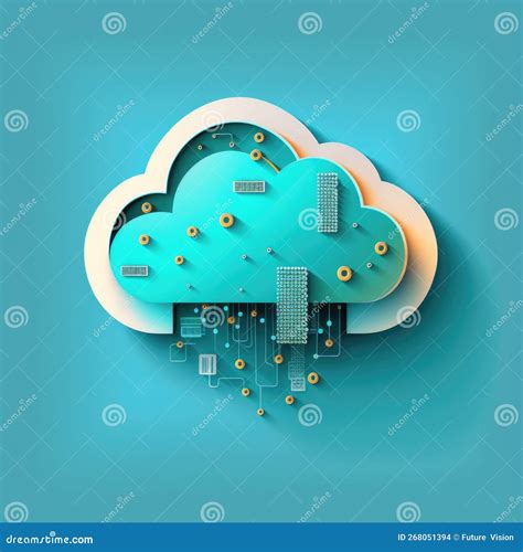 Digital Blue Cloud With Computer Circuit Board Created Using Generative Ai Technology Stock