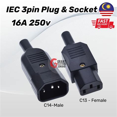 3pin Iec 60320 C13 C14 3pin Rewirable Cable Power Adapter Mount Plug Connector 250v 16a 3pin