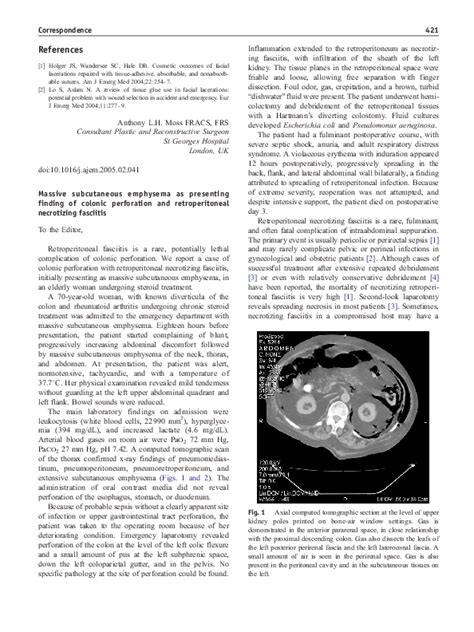 Pdf Massive Subcutaneous Emphysema As Presenting Finding Of Colonic