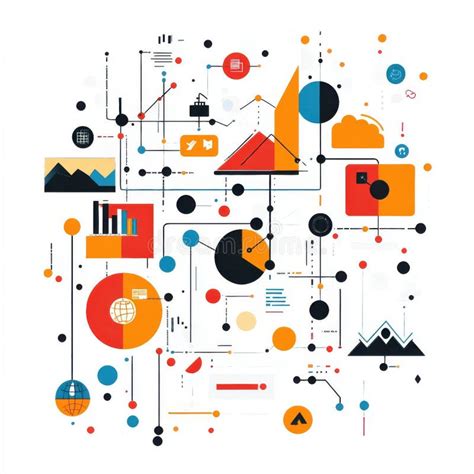 Abstract Data Visualization Network Global Business Analytics Isolated On White Background Stock