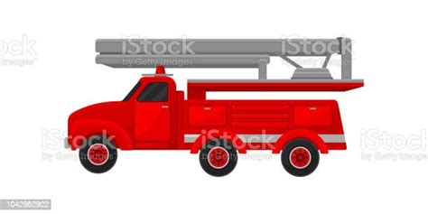 레드 엔진 화재 트럭 흰색 배경에 소방 작업 벡터 일러스트 레이 션에 대 한 긴급 서비스 교통수단에 대한 스톡 벡터 아트 및 기타 이미지 교통수단 구조 기계류
