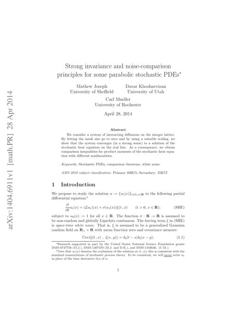 Pdf Strong Invariance And Noise Comparison Principles For Some