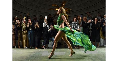 Jennifer Lopez Wore A New Green Dress On The Versace Runway Popsugar