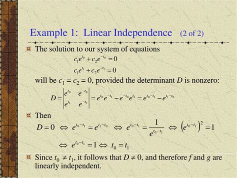 Ppt Ch 33 Linear Independence And The Wronskian Powerpoint Presentation Id5614252 Ppt Ch 33 Linear Independence And The Wronskian Powerpoint Presentation Id5614252