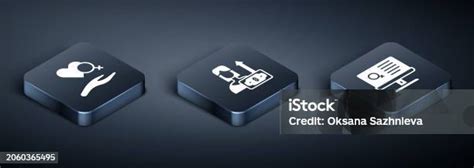 여성 성별 데이트 앱 및 돈 성장 여성 아이콘으로 아이소 메트릭 하트를 설정하십시오 벡터 3차원 형태에 대한 스톡 벡터 아트 및 기타 이미지 Istock