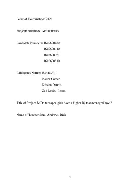 Add Maths S B A Final Draft Pdf Descriptive Statistics Statistical Analysis
