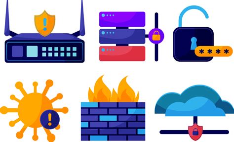 Digital Data Protection Design Element Set Cyber Security Illustration